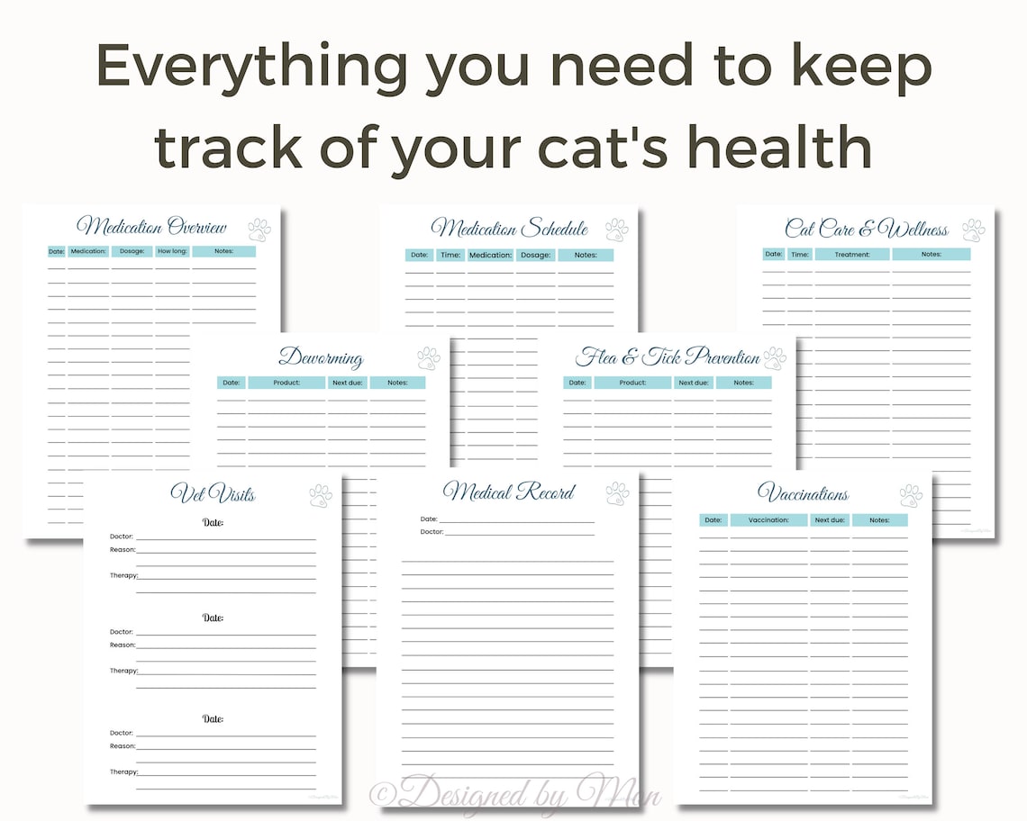 Pet Planner for Cat Owners Printable Cat Planner Cat Care Planner Pet ...