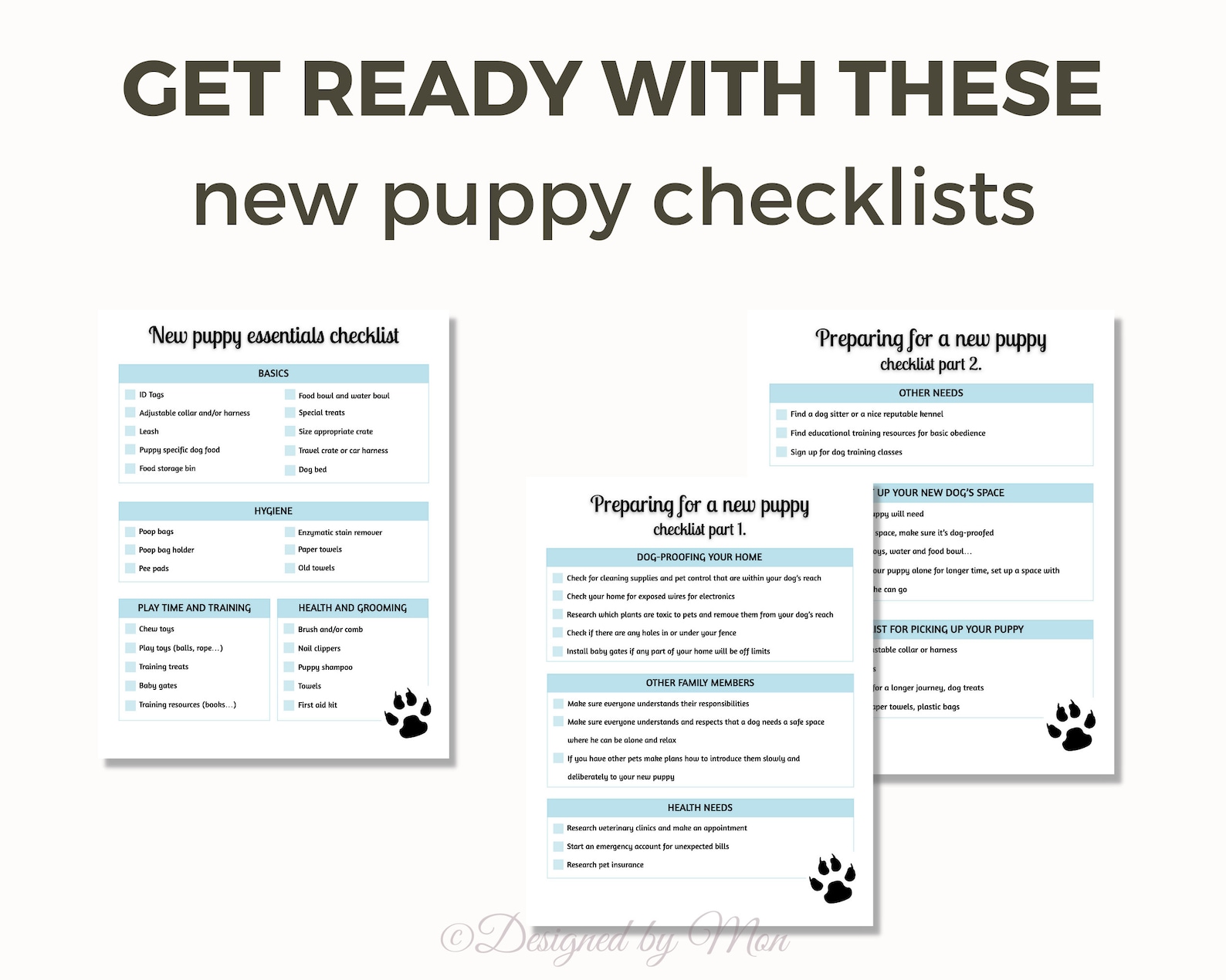 New Puppy Essentials Printable Checklists, New Puppy Shopping List ...