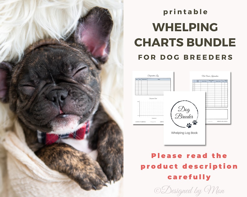 Dog Breeder Records Bundle With Whelping Records: Printable Dog Breeder ...