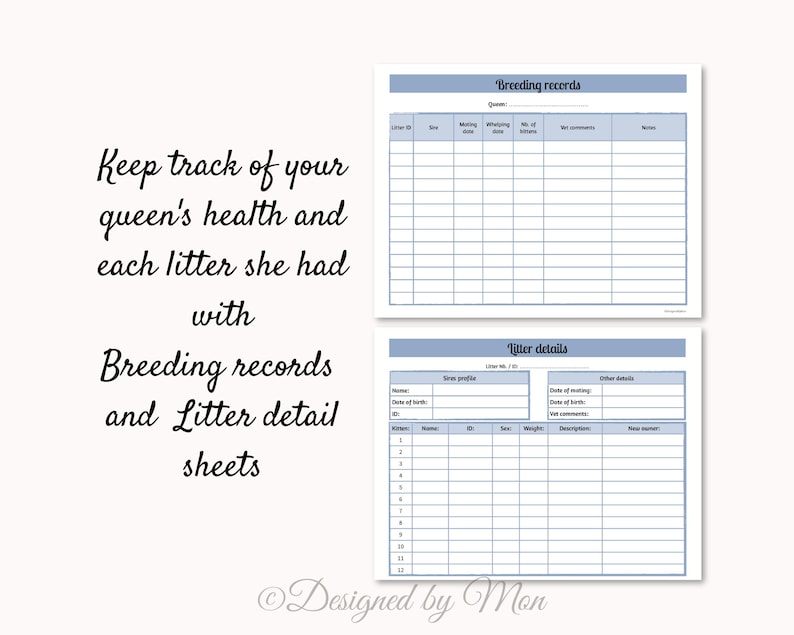 Essential Cat Breeding Charts Minibundle for Cat Breeders - Cat ...