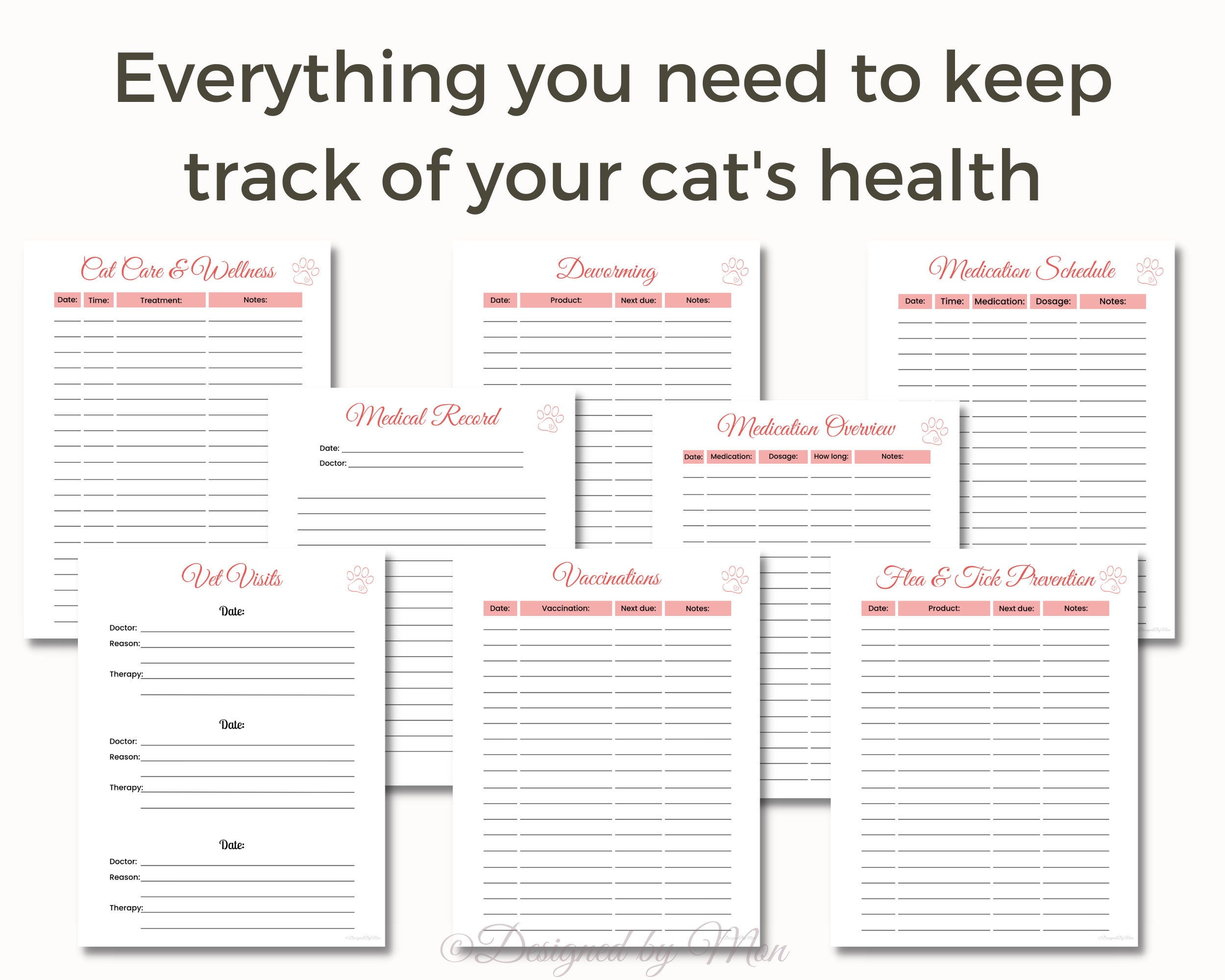 Pet Planner for Cat Owners - Printable Cat Planner | Cat Care Planner ...