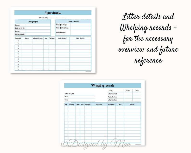 EDITABLE Dog Breeder Records for Dog Breeding Dog Breeder Forms ...