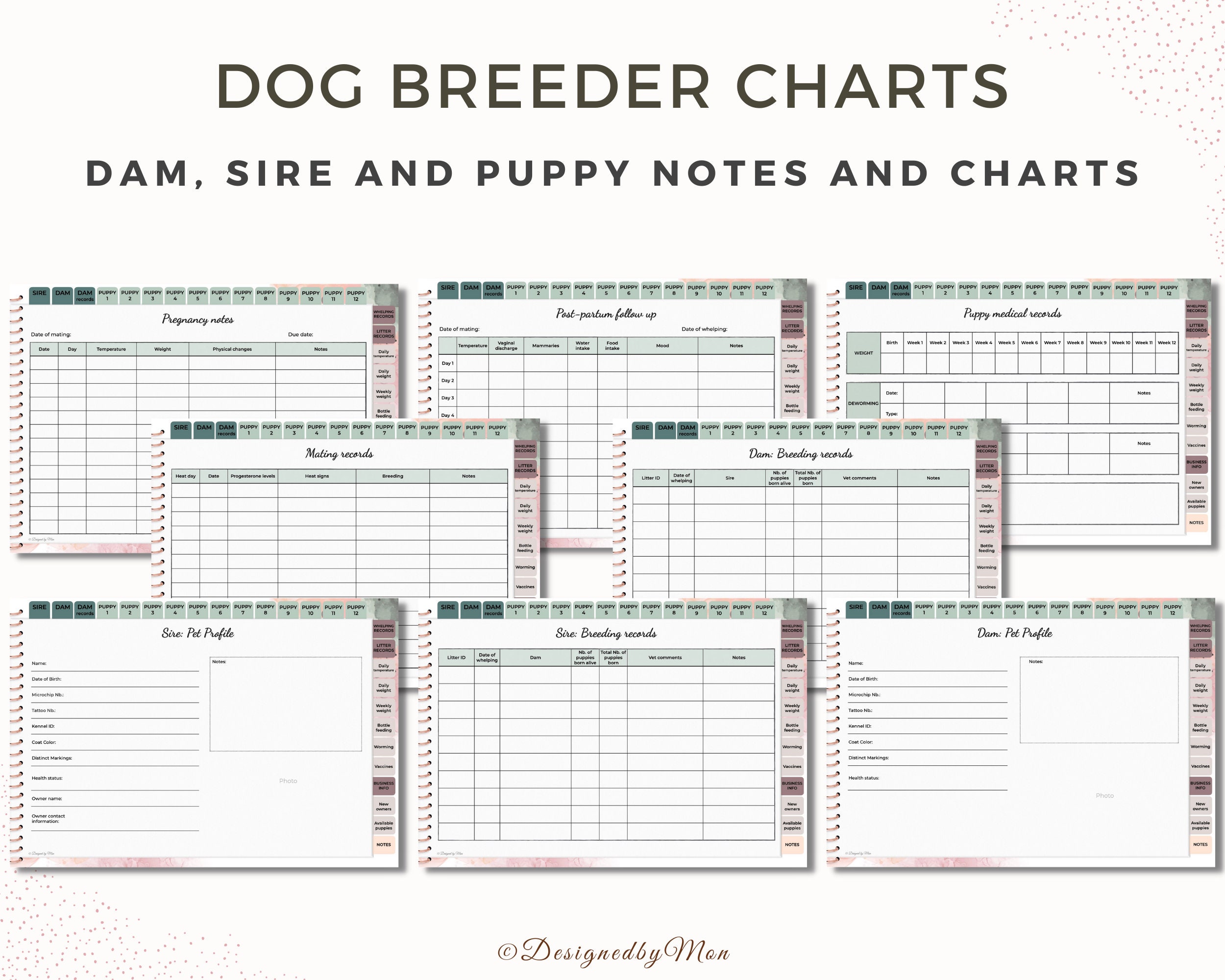 Digital Planner for Dog Breeders - Dog Breeder Forms, Whelping Records ...