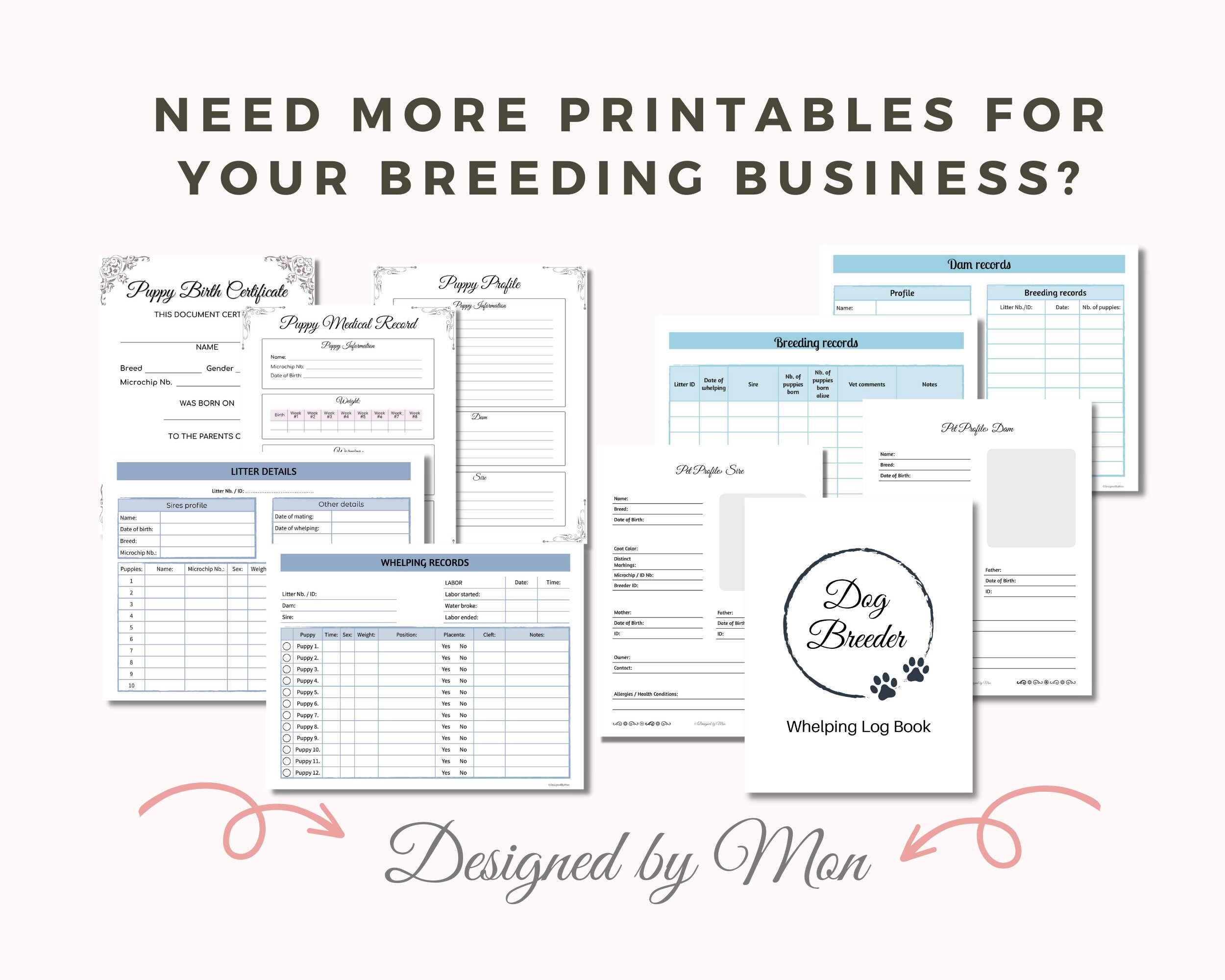 Puppy Pack Printables for Dog Breeding - Puppy Kit | Puppy Packs | Dog ...