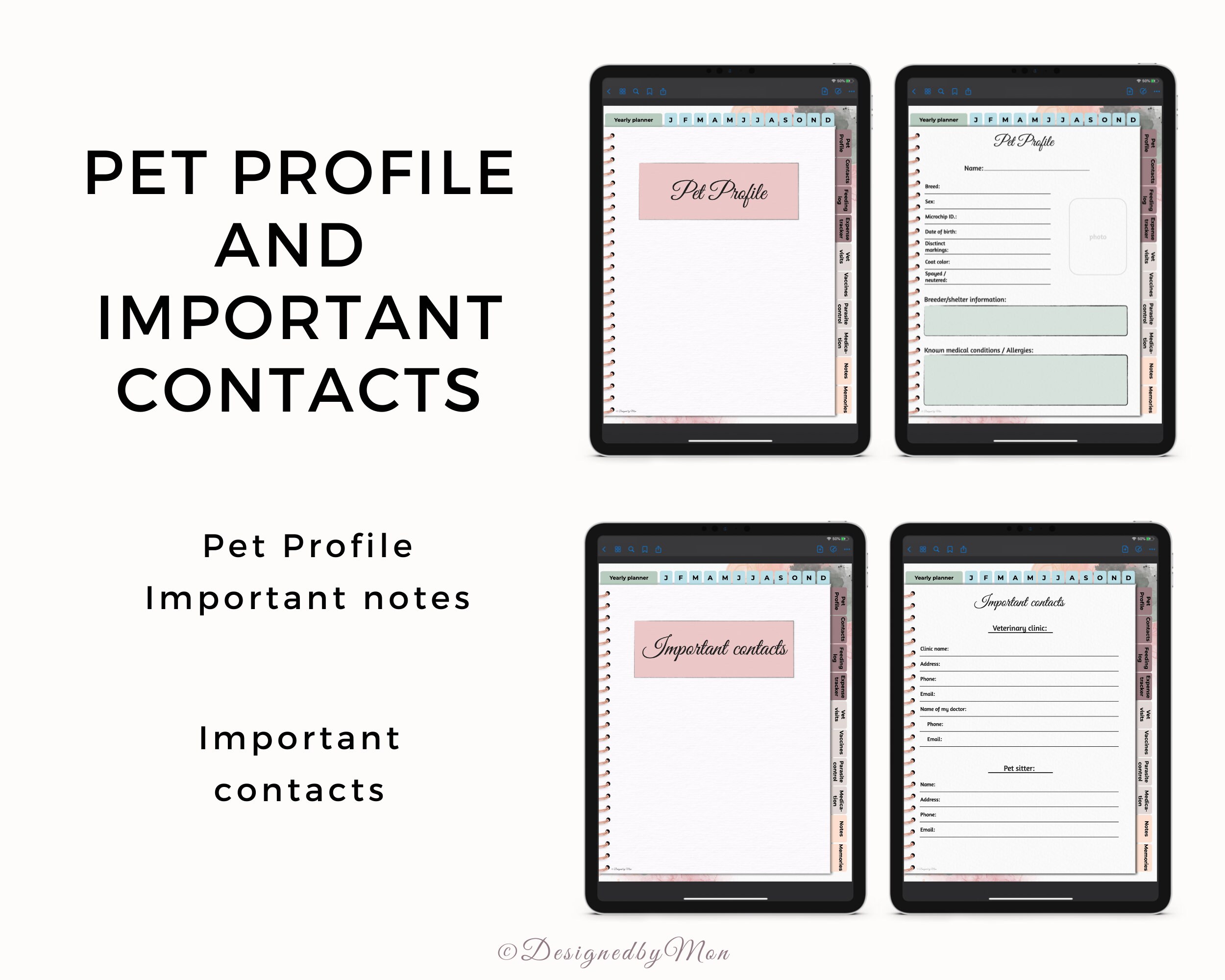 Digital Boho Pet Planner for Goodnotes - Dog Planner, Dog Health ...