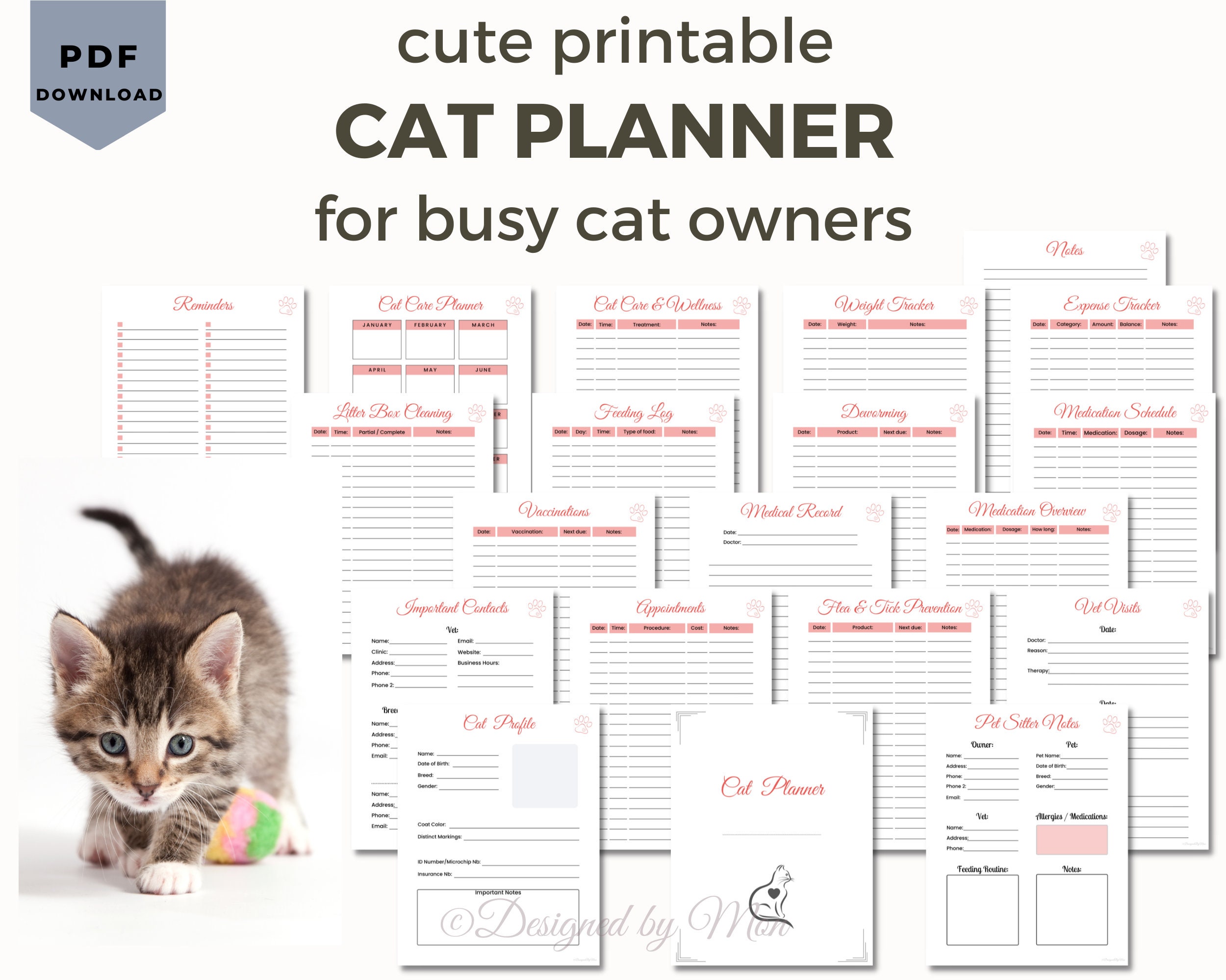 Pet Planner for Cat Owners - Printable Cat Planner | Cat Care Planner ...