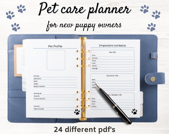 Printable Pet Planner for New Puppy Owners Puppy Planner - Etsy