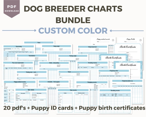 The Ultimate Dog Breeder Charts Bundle With Your Custom Color - Etsy
