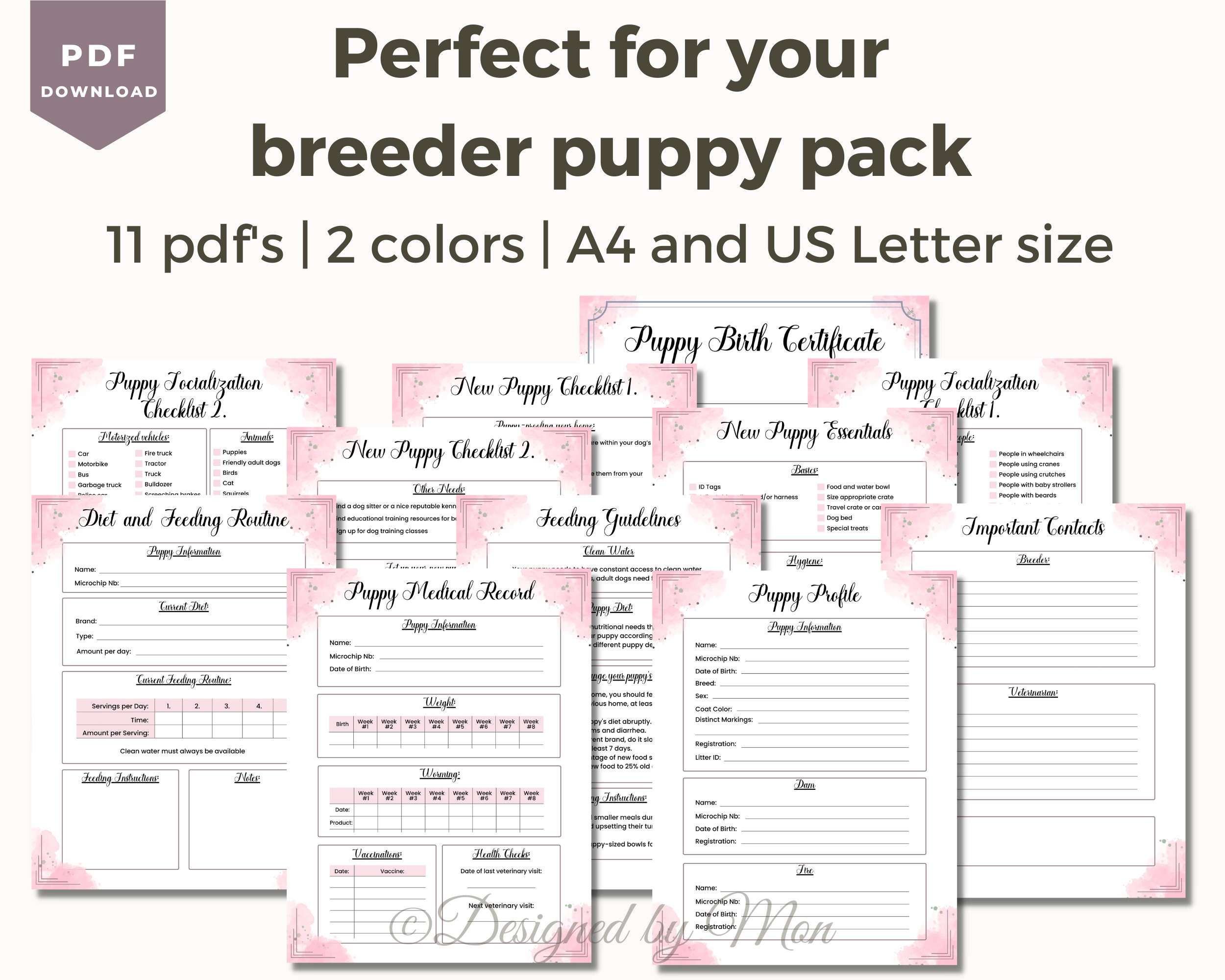 Puppy Pack Printables for Dog Breeding Puppy Kit Puppy - Etsy Australia