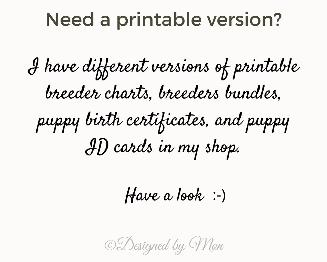 EDITABLE Dog Breeder Records for Dog Breeding Dog Breeder - Etsy