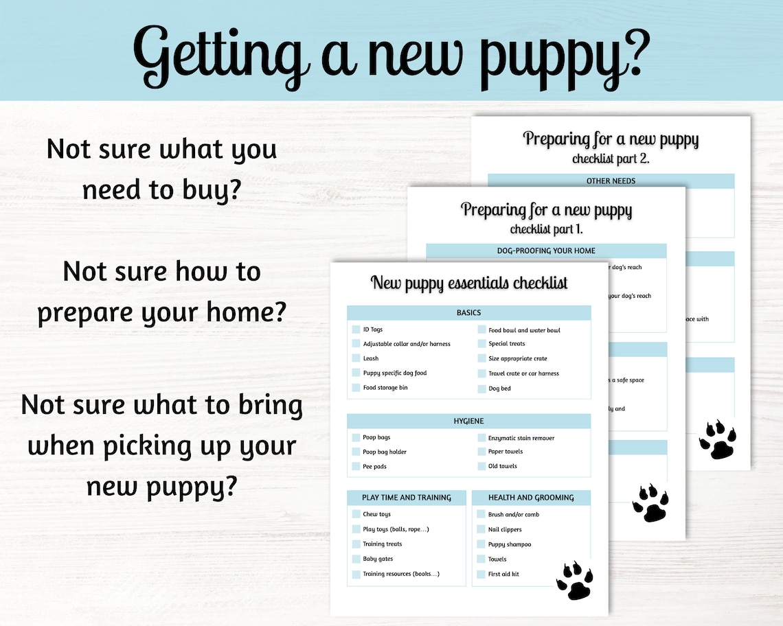 New Puppy Essentials Printable Checklists New Puppy Shopping | Etsy