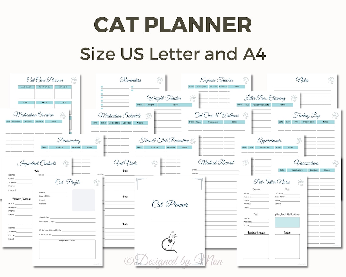 Pet Planner for Cat Owners Printable Cat Planner Cat Care Planner Pet ...