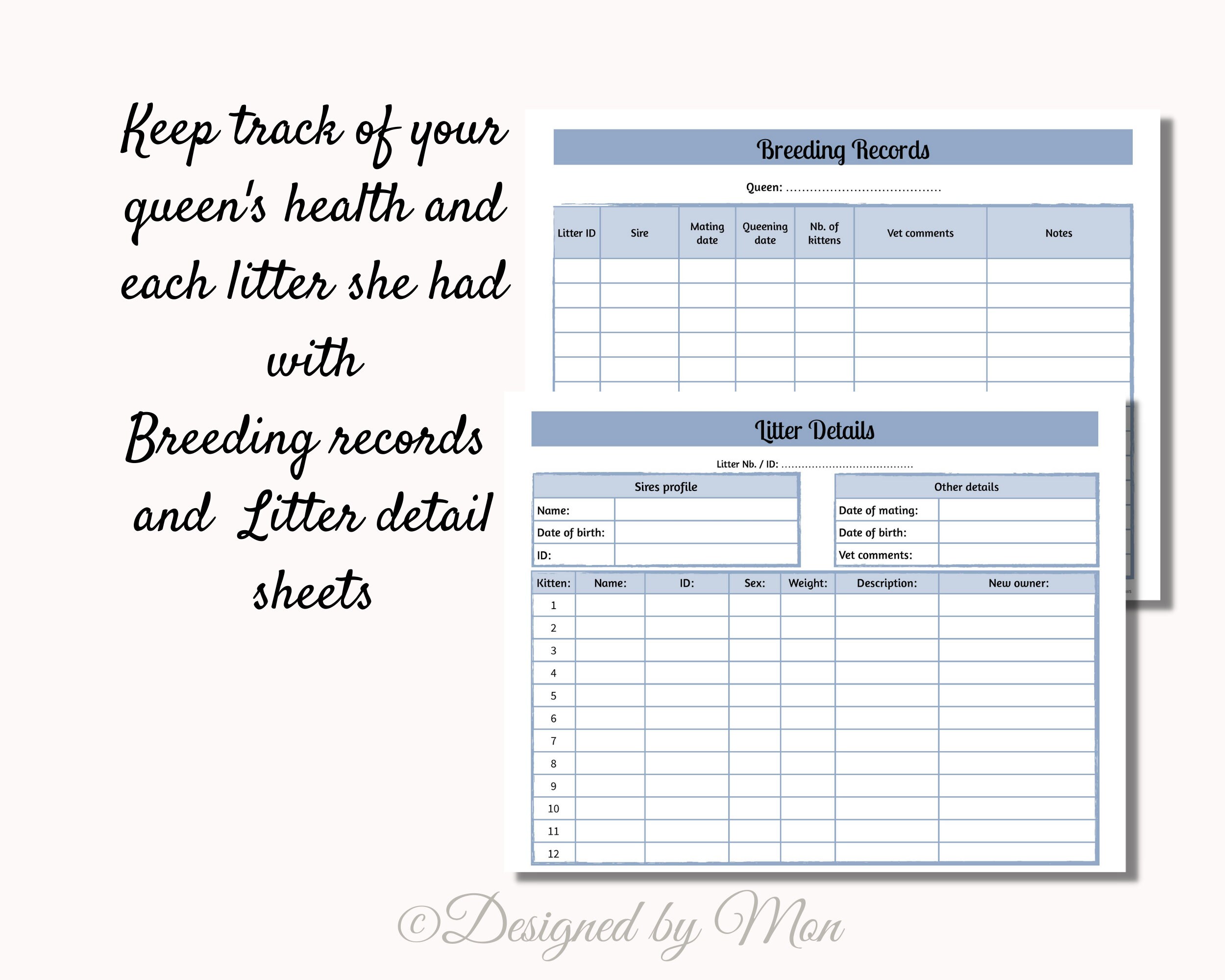 Cat Breeding Charts Bundle for Cat Breeders - Cat Breeder Forms ...