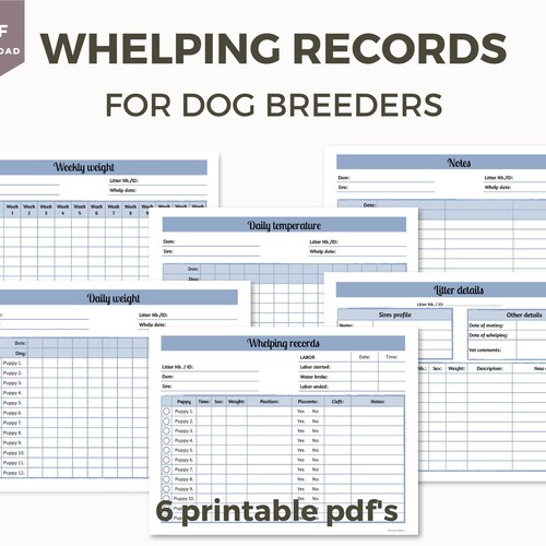 Basic Breeder Charts and Breeder Forms Bundle for Puppy - Etsy