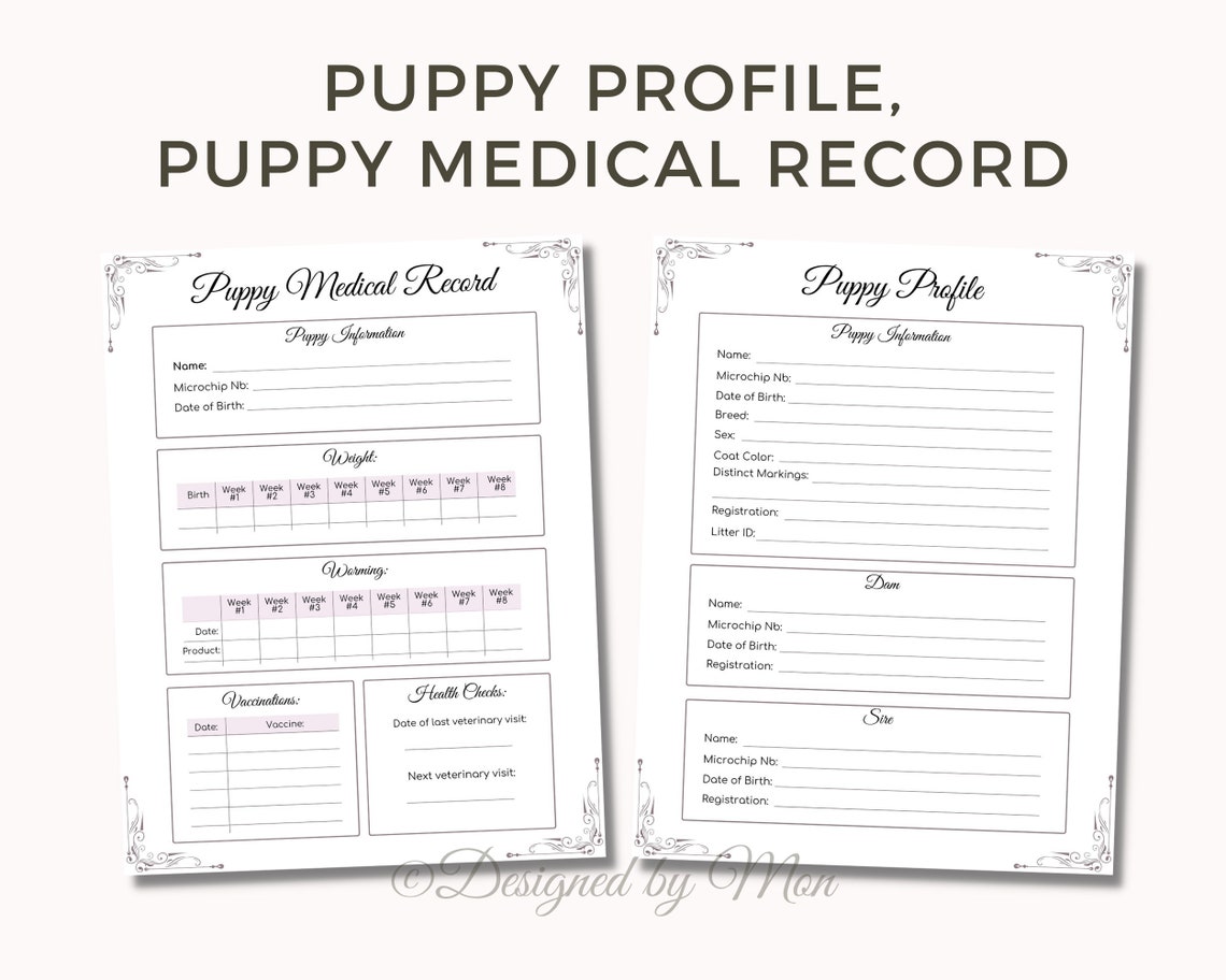 Puppy Pack Printables for Dog Breeding Puppy Kit Puppy Packs Dog ...