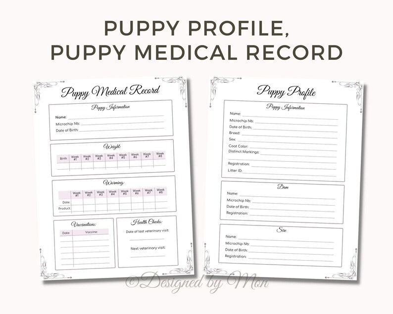 Puppy Pack Printables for Dog Breeding - Puppy Kit | Puppy Packs | Dog ...