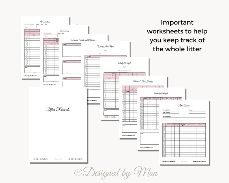 Dog Breeder Records Bundle With Whelping Records: Printable Dog Breeder ...