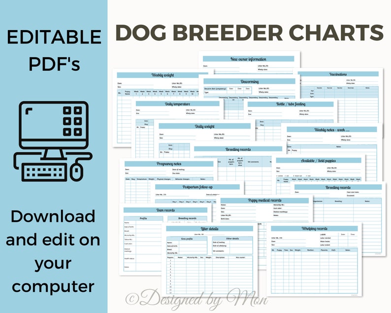 EDITABLE Dog Breeder Records for Your Dog Breeding Business - Dog ...