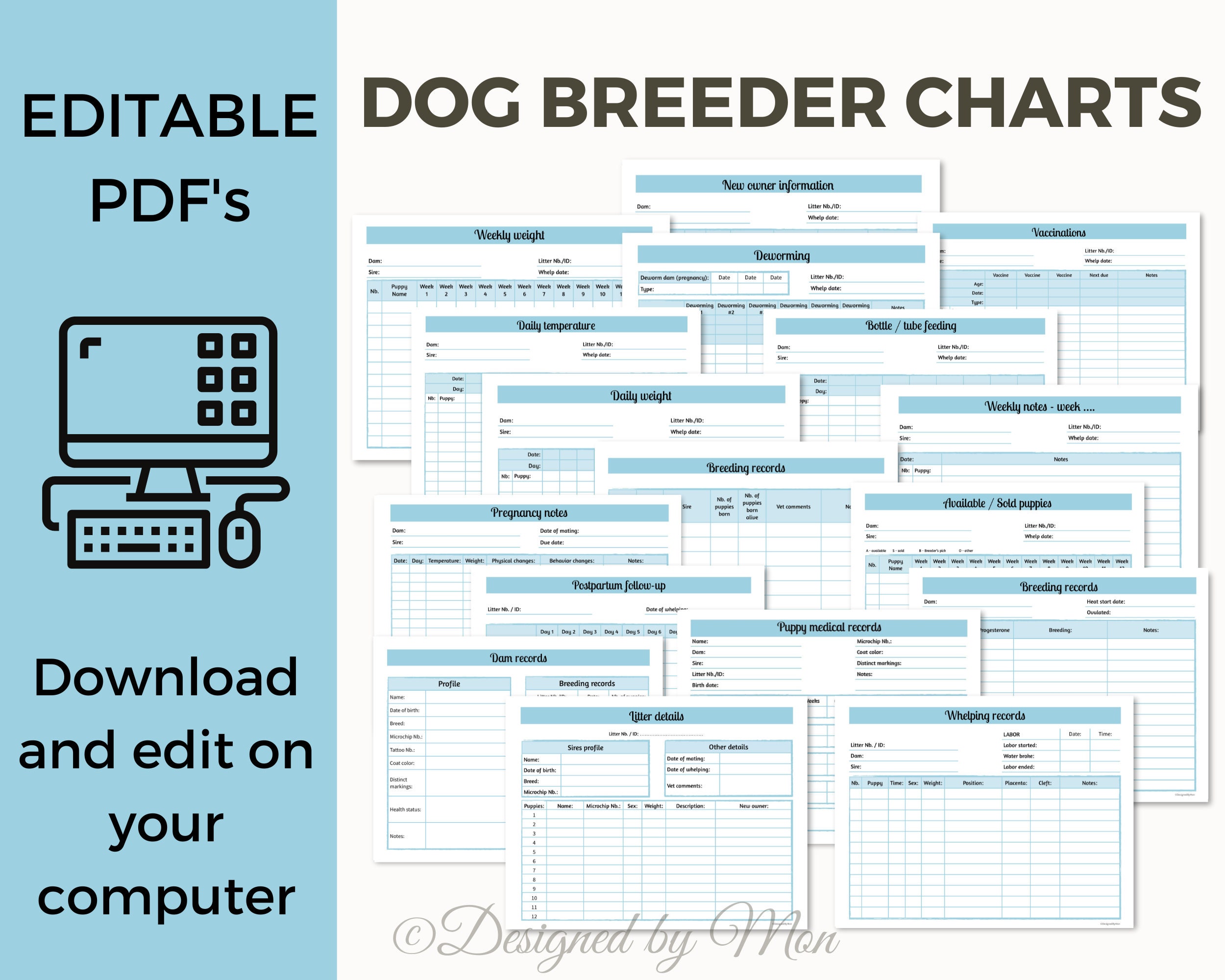 EDITABLE Dog Breeder Records for Your Dog Breeding Business - Dog ...