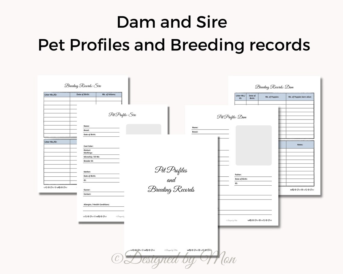 Dog Breeder Records Bundle With Whelping Records: Printable Dog Breeder ...