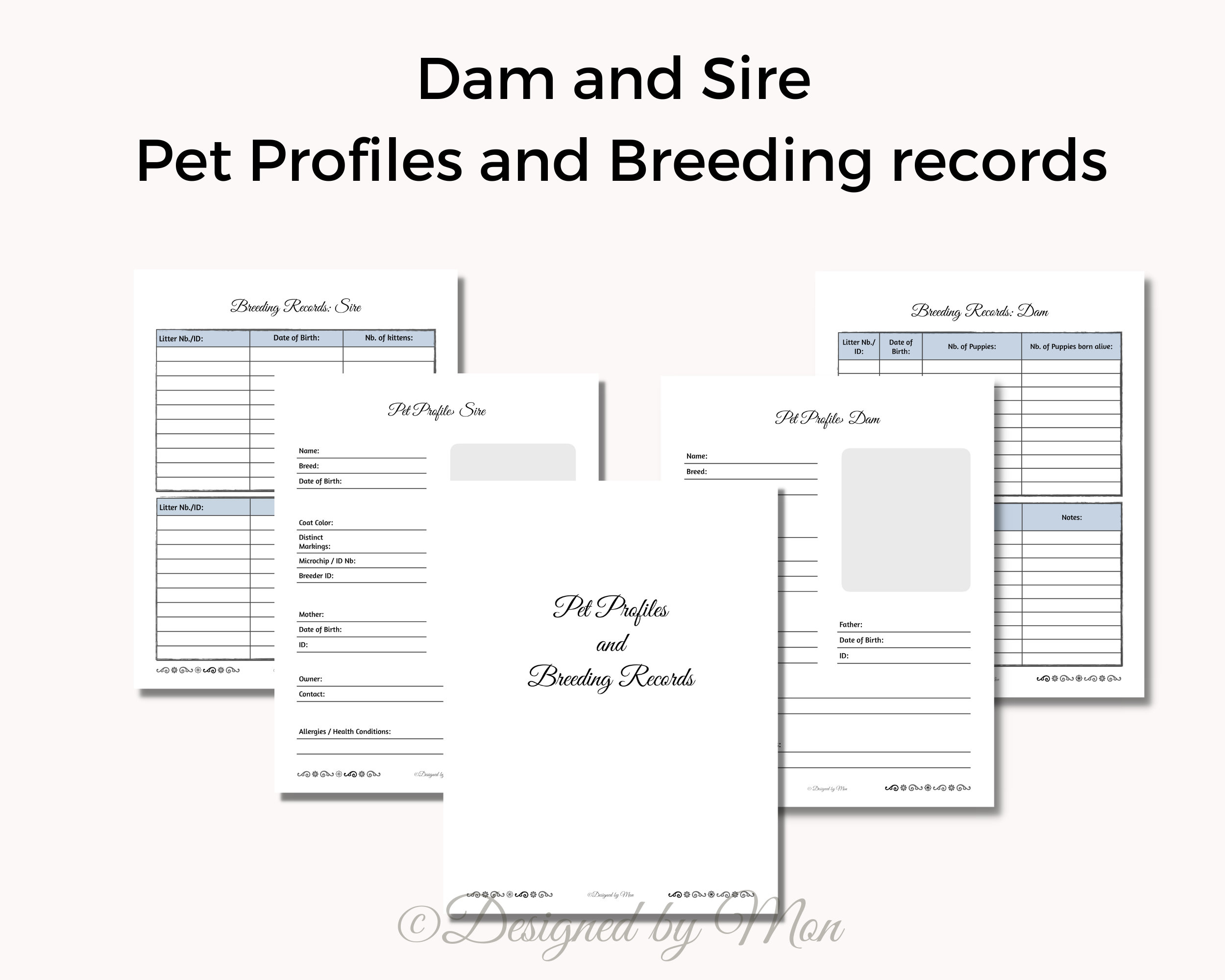Dog Breeder Records Bundle With Whelping Records: Printable Dog Breeder ...