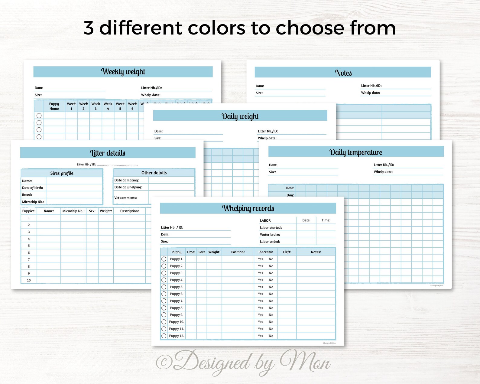 Basic Breeder Charts and Breeder Forms Bundle for Puppy - Etsy