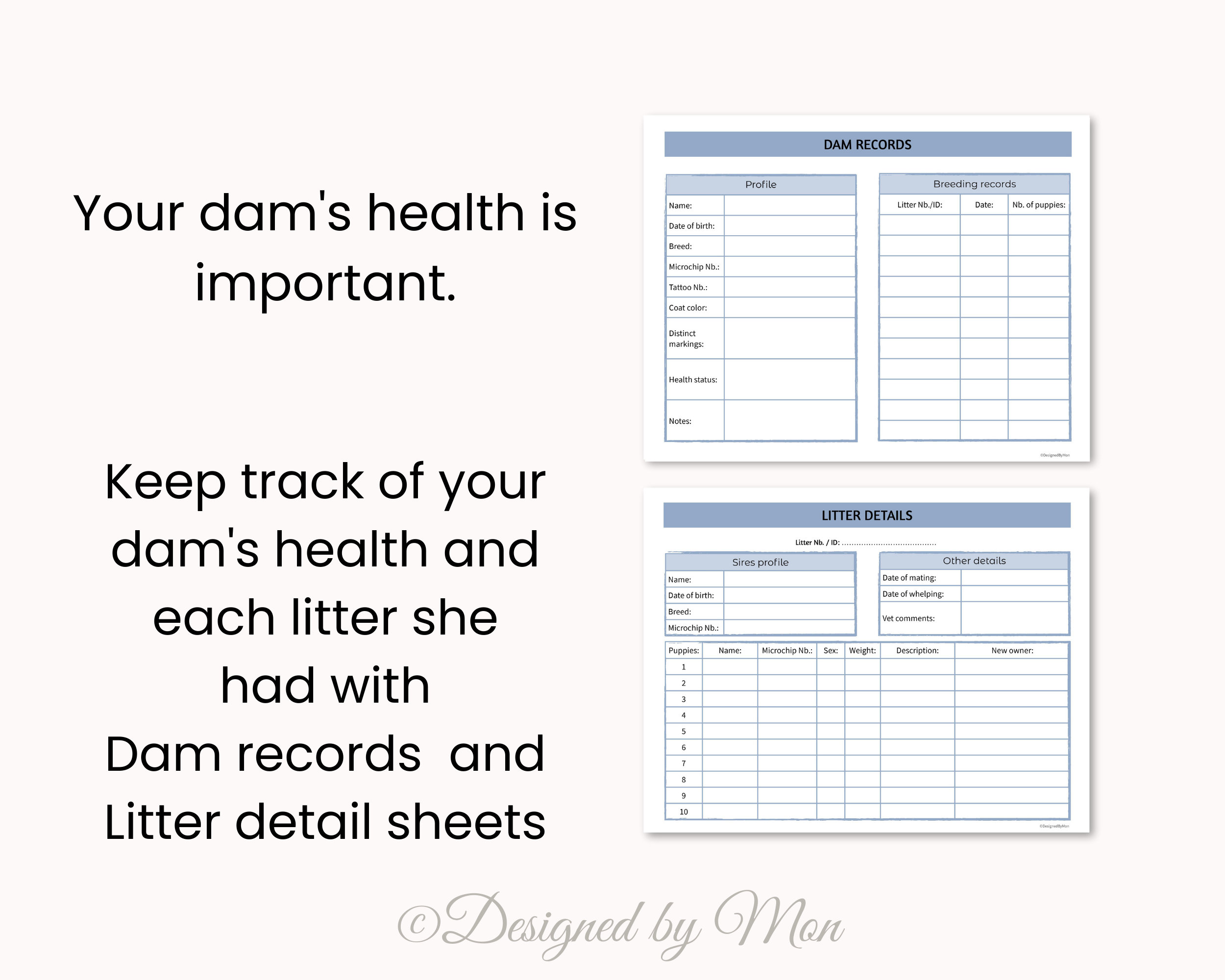 Dog Breeder Records Bundle - Whelping Records , Litter Records, Dog ...