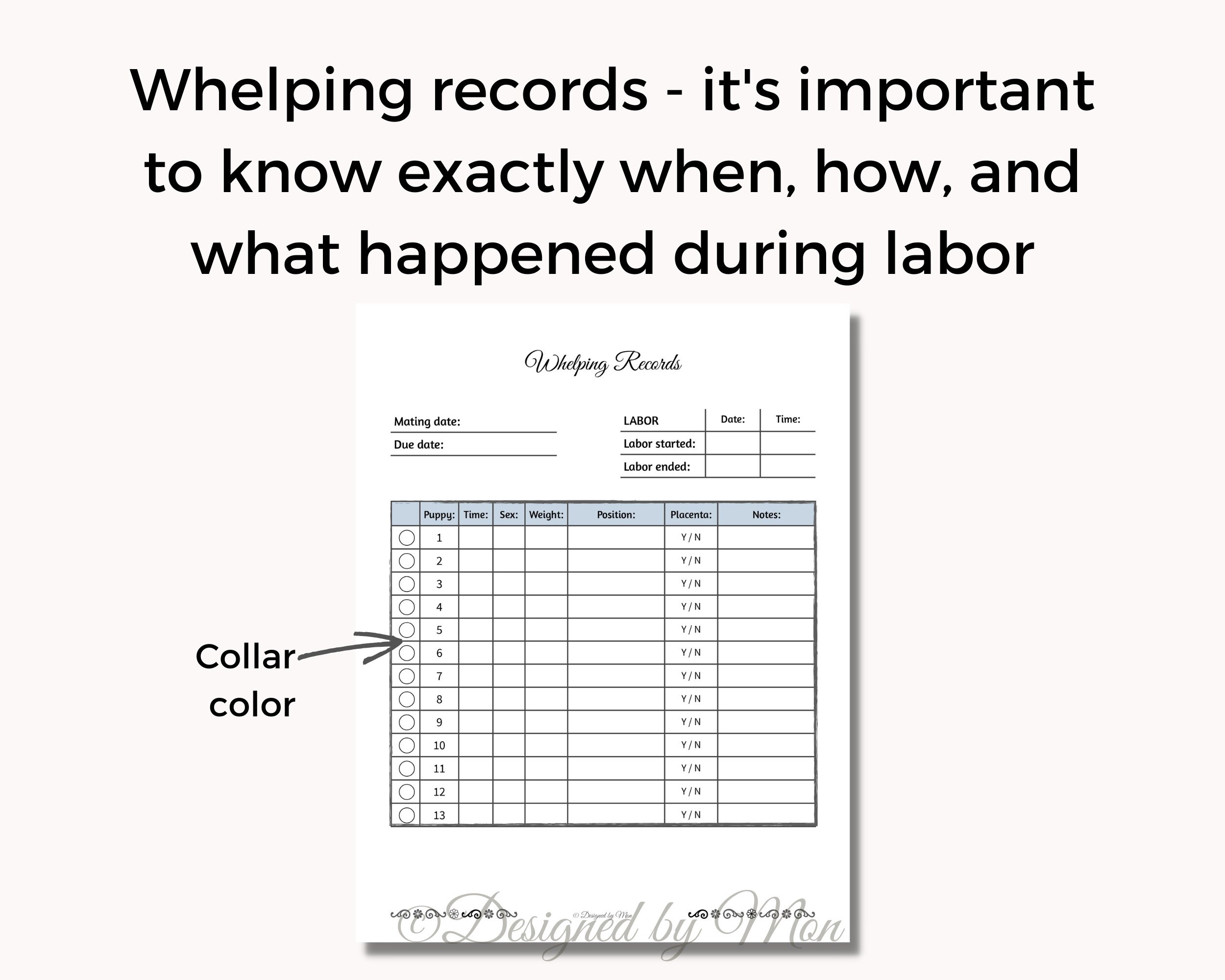 Dog Breeder Records Bundle With Whelping Records: Printable Dog Breeder ...