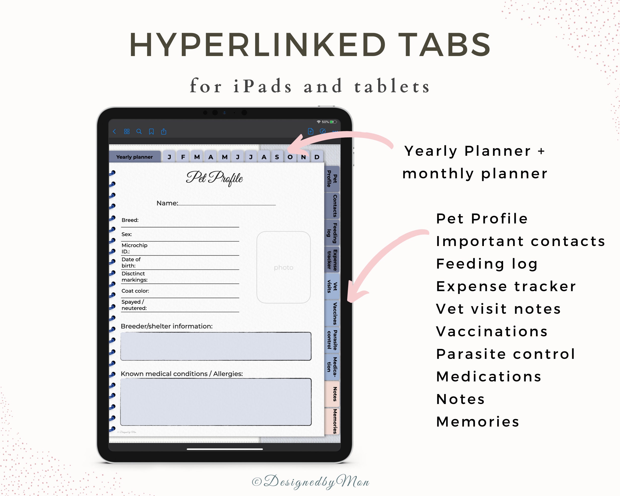 Minimalist Digital Pet Planner for Goodnotes - Dog Planner, Dog Health ...