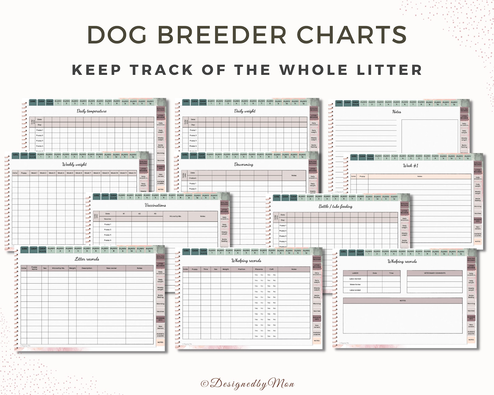 Digital Planner for Dog Breeders Dog Breeder Forms Whelping - Etsy