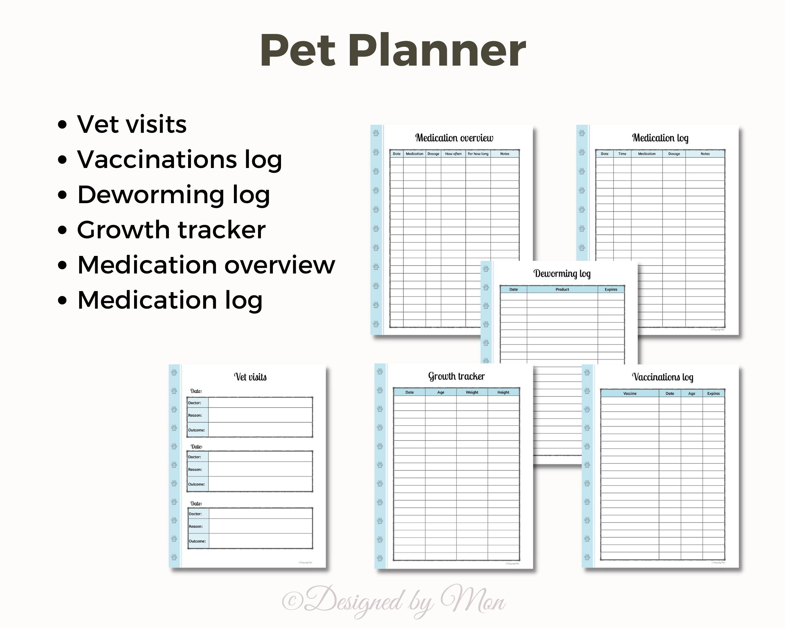 Pet Planner for New Puppy Owners, Pet Care Journal, Puppy Planner ...