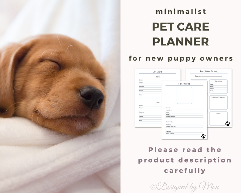 Minimalist Pet Planner for New Puppy Owners Puppy Planner - Etsy
