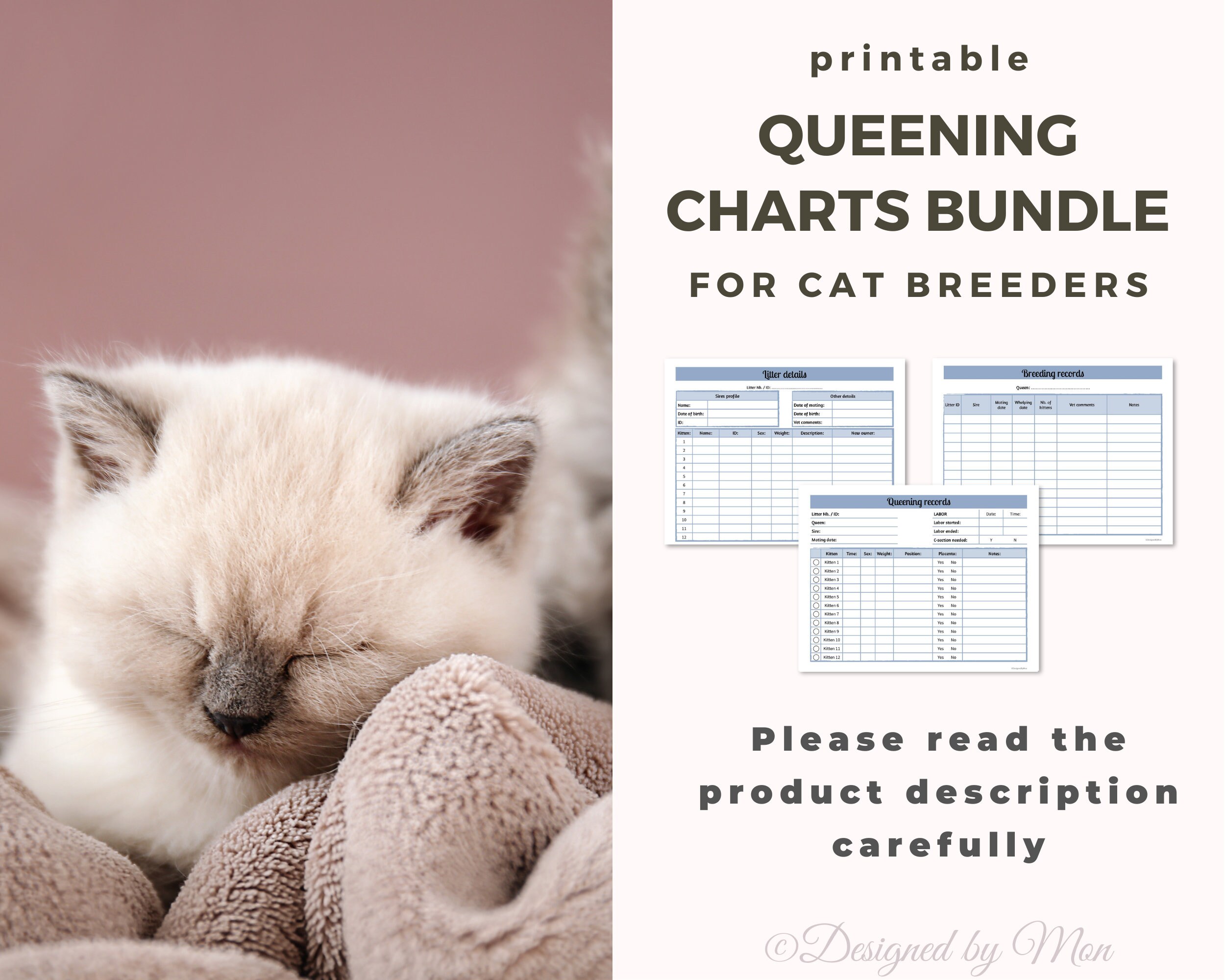 Cat Breeding Charts Bundle for Cat Breeders - Cat Breeder Forms ...
