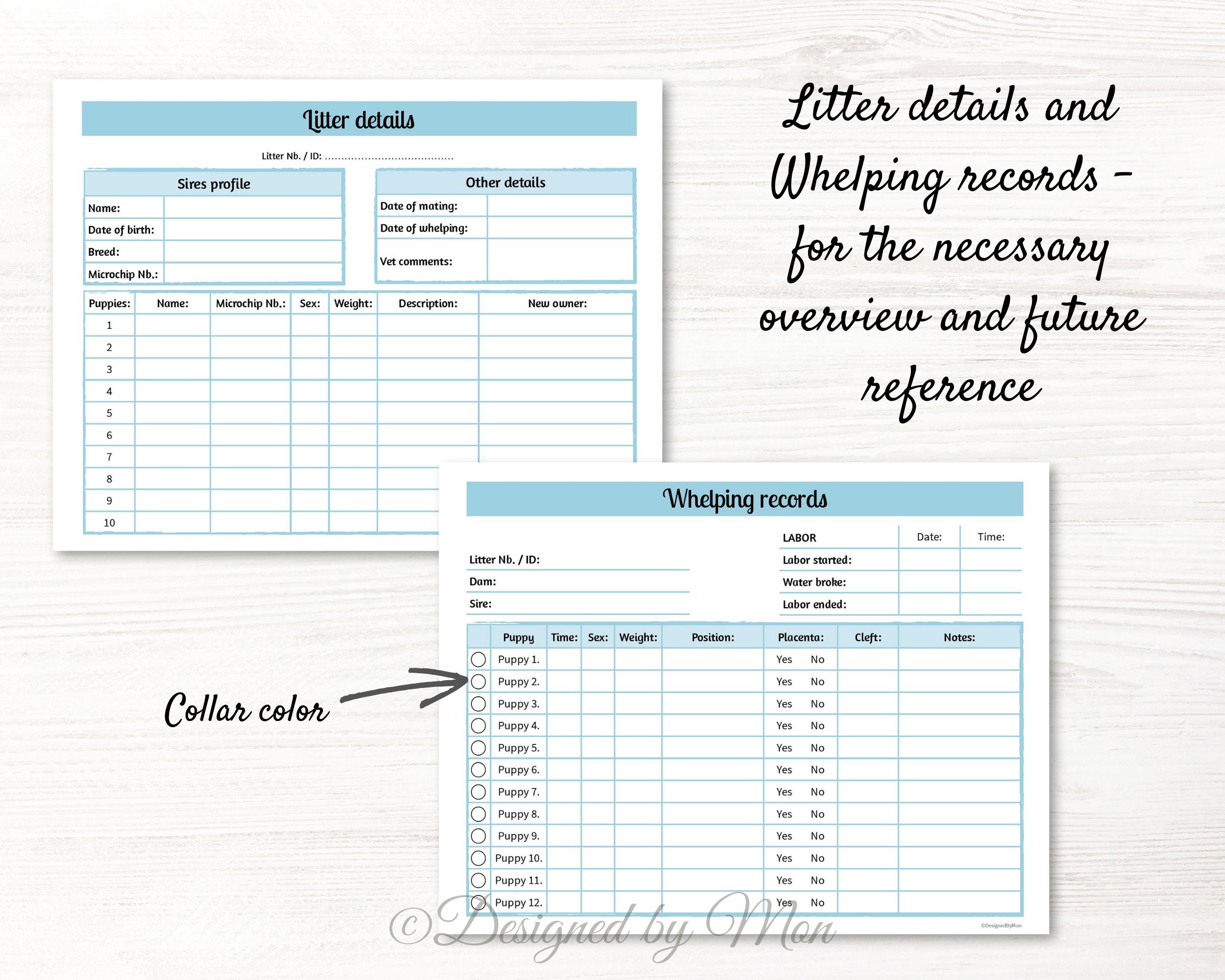 The Ultimate Dog Breeder Charts Bundle With Your Custom Color Breeder ...