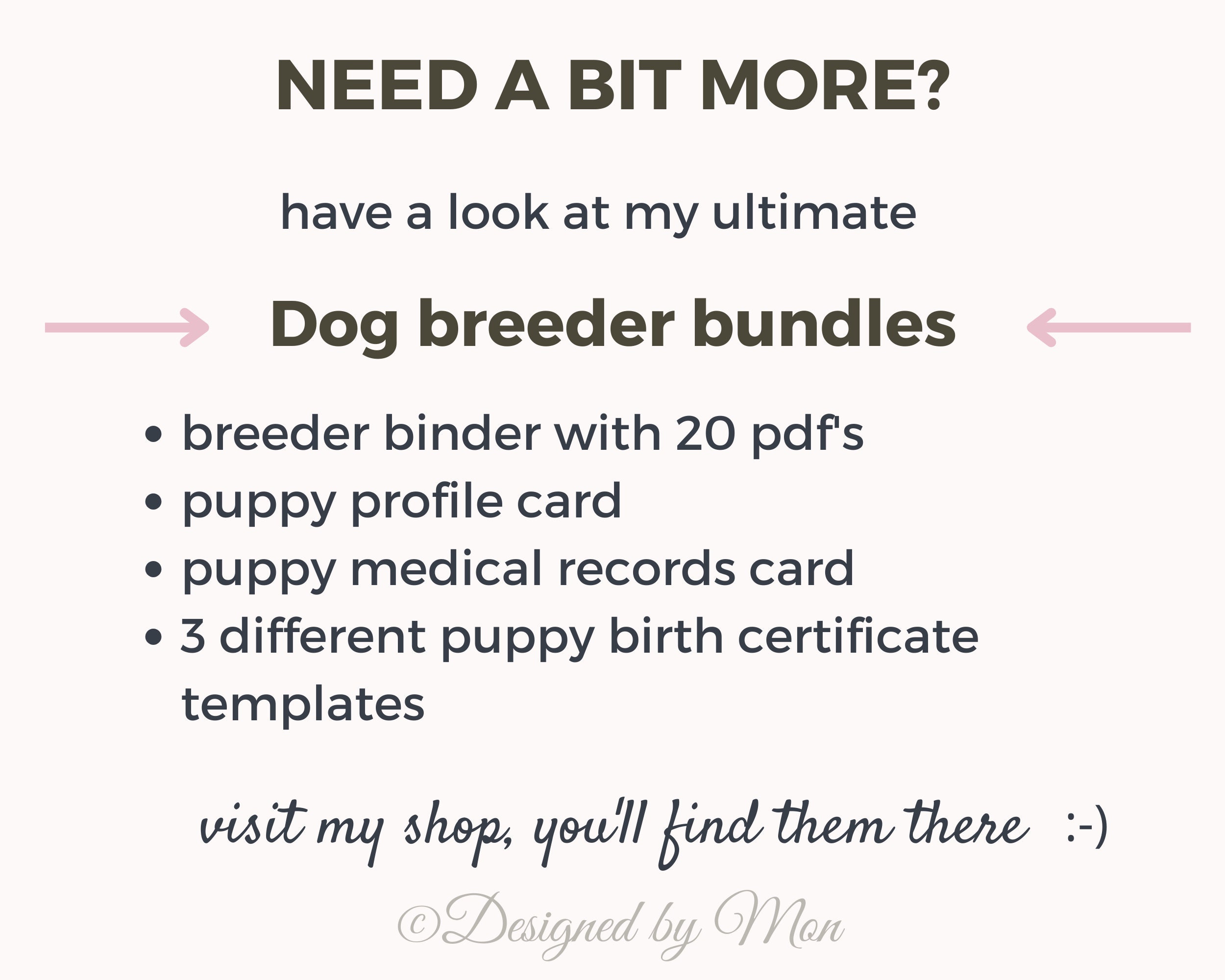 Basic Breeder Charts and Breeder Forms Bundle for Puppy Breeding ...