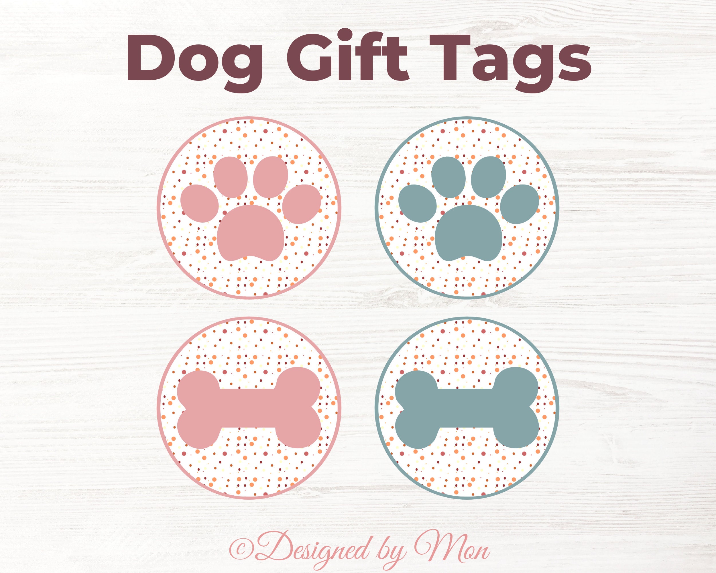 Printable Dog Gift Tags - Puppy Treats Tag, Puppy Birthday Tags ...
