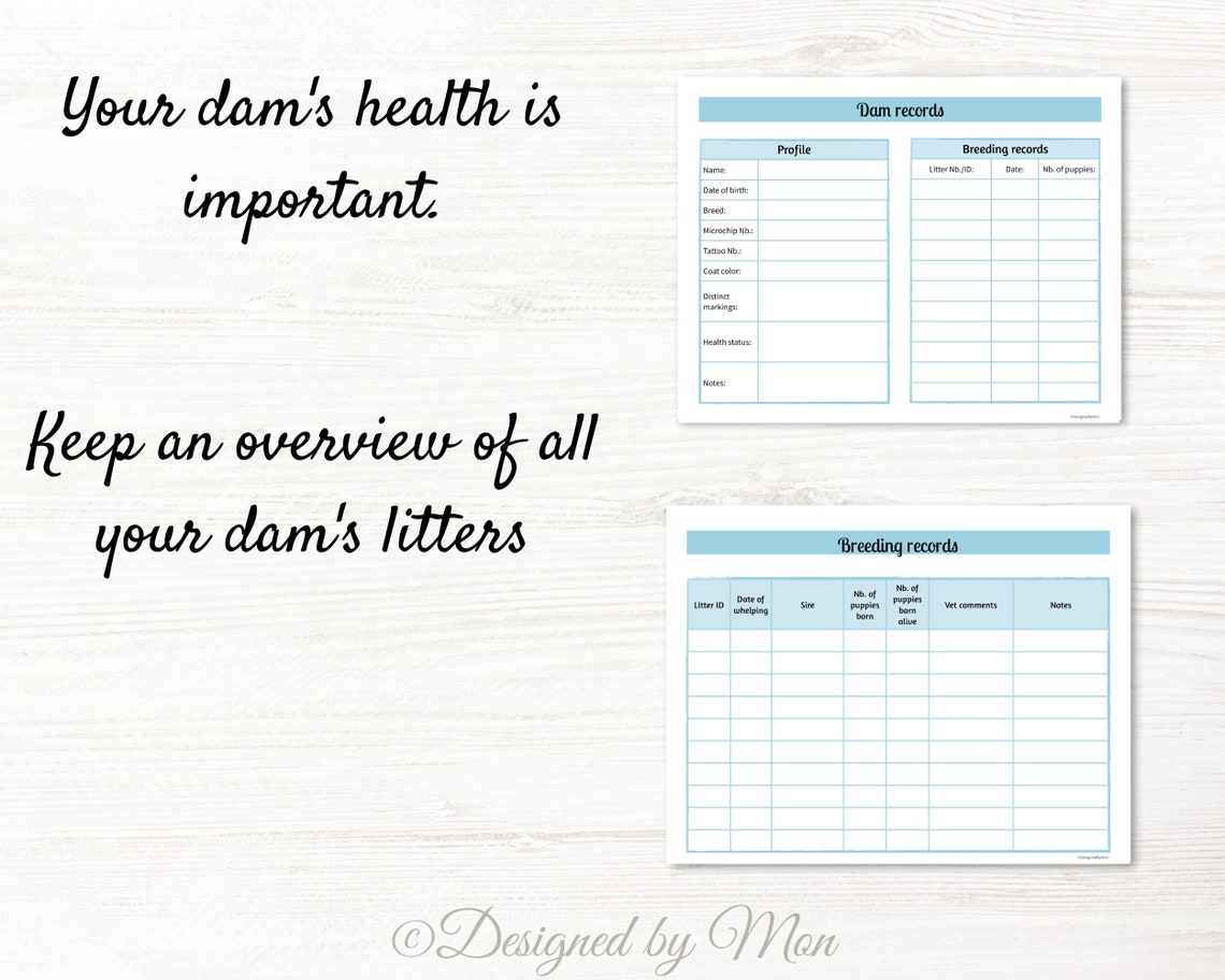 EDITABLE Dog Breeder Records for Your Dog Breeding Business Dog Breeder ...