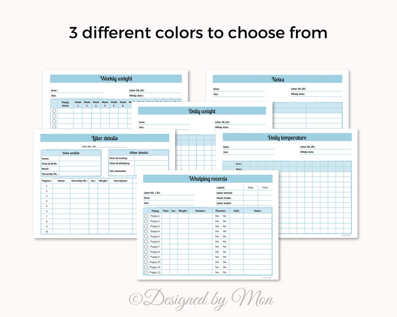 Basic Breeder Charts and Breeder Forms Bundle for Puppy Breeding ...