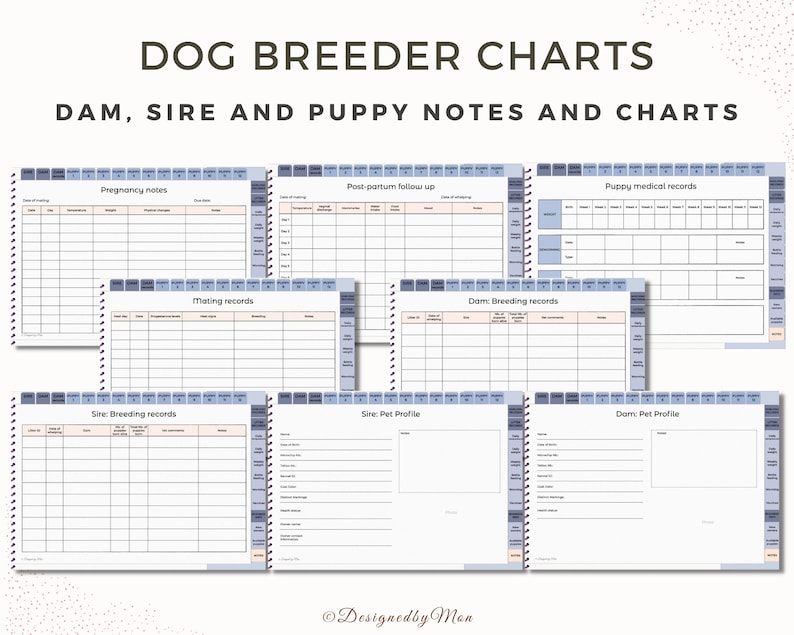 Minimalist Digital Planner for Dog Breeders: Breeder Records, Breeder ...