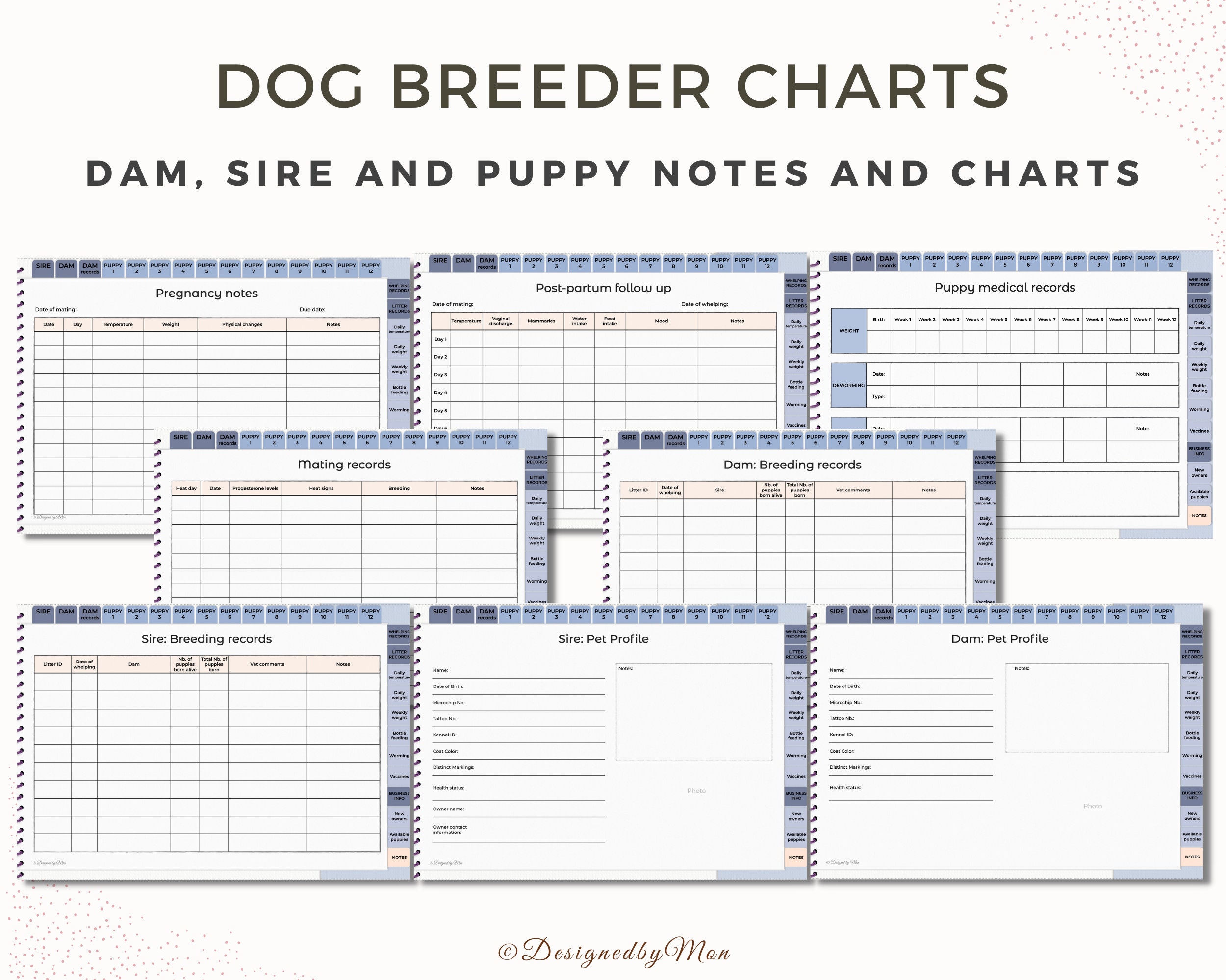 Minimalist Digital Planner for Dog Breeders: Breeder Records, Breeder ...