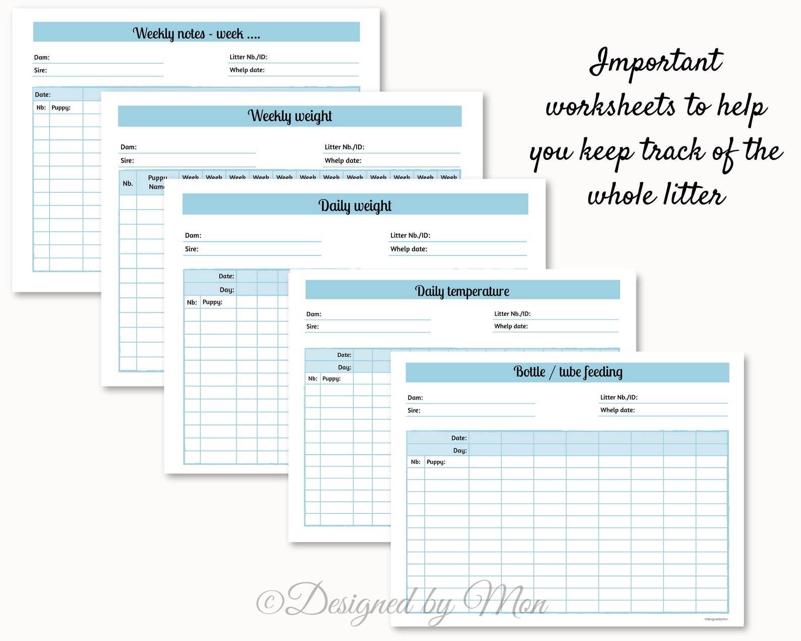 EDITABLE Dog Breeder Records for Dog Breeding Dog Breeder Forms ...