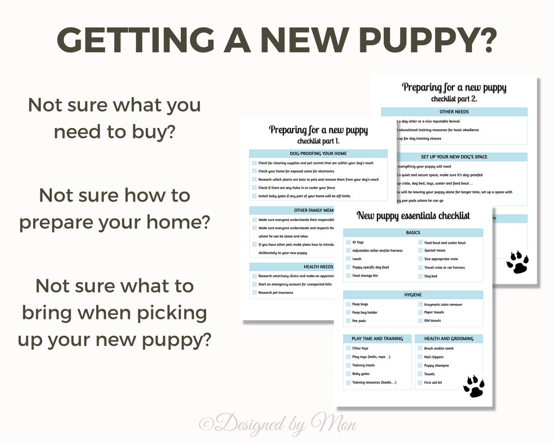 New Puppy Essentials Printable Checklists, New Puppy Shopping List ...