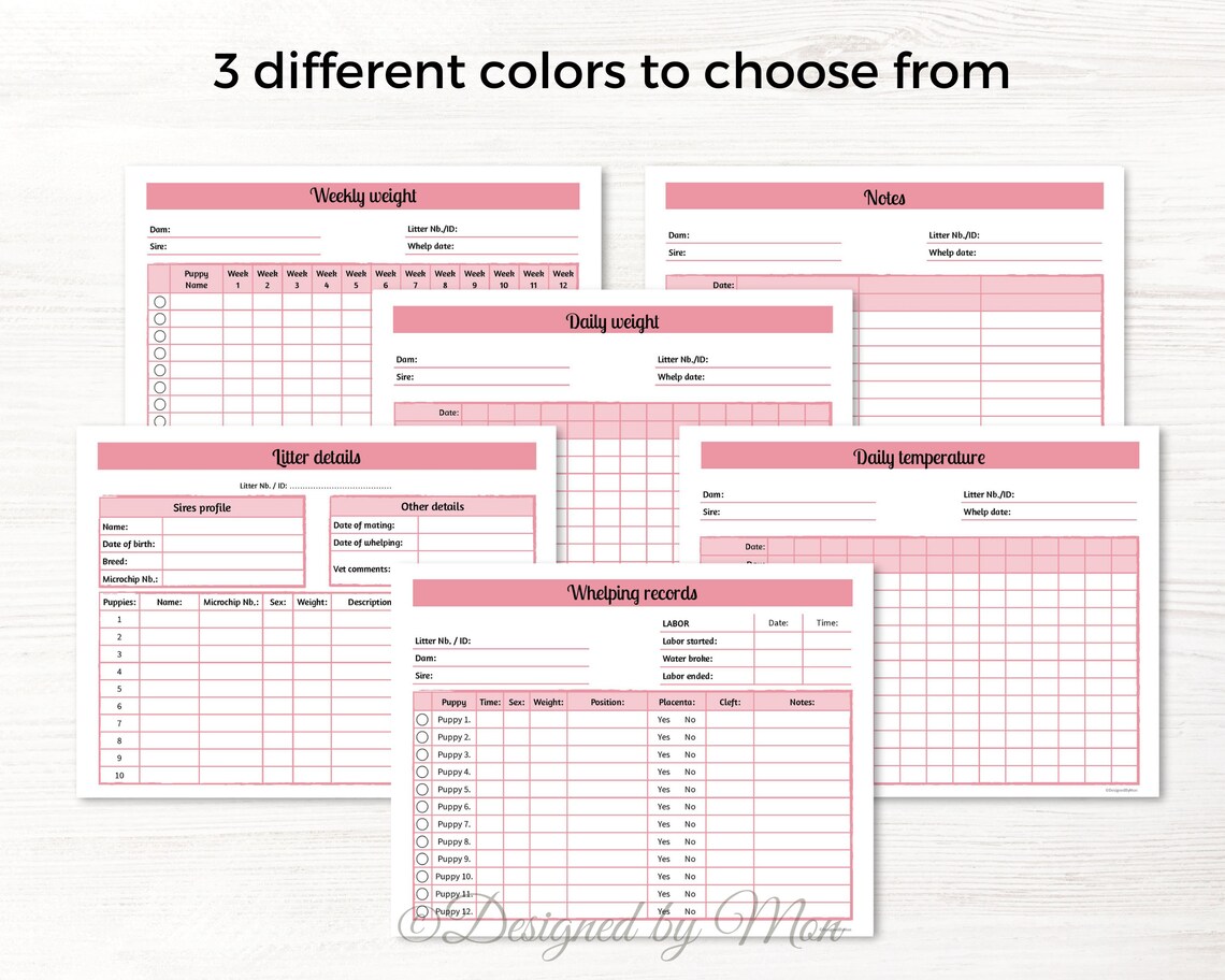 Basic Breeder Charts and Breeder Forms Bundle for Puppy - Etsy