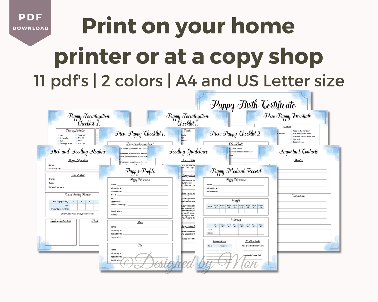 Puppy Pack Printables for Dog Breeding - Puppy Kit | Puppy Packs | Dog ...