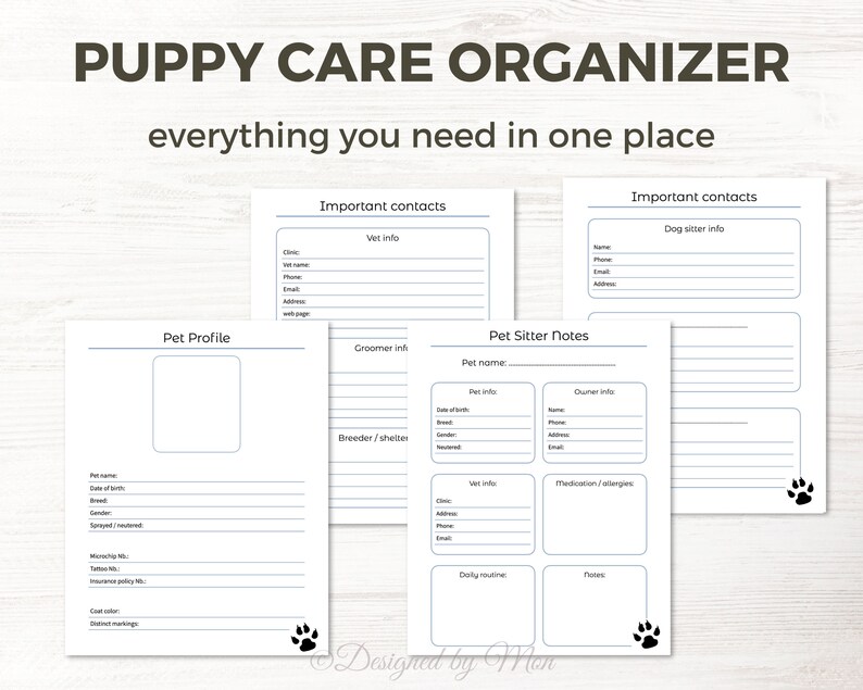 Minimalist Pet Planner for New Puppy Owners - Puppy Planner | Pet Care ...