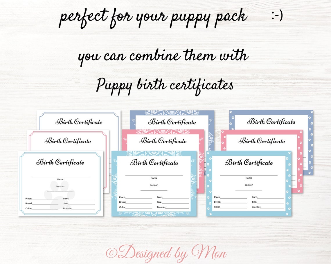 Puppy ID Cards for Dog Breeders : Puppy Profile Cards and Puppy Medical ...