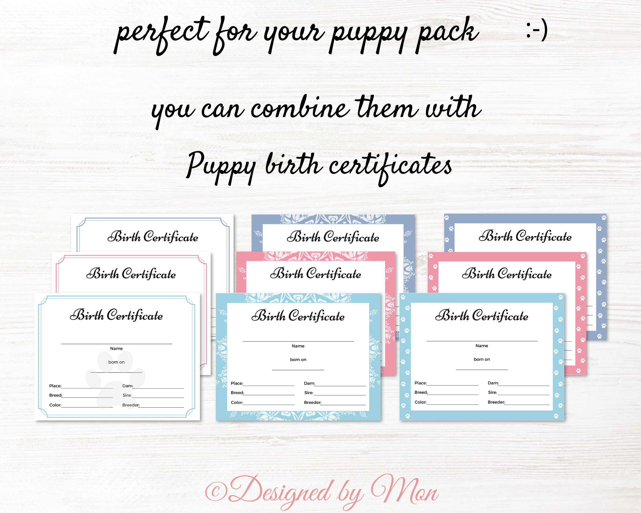 Puppy ID Cards for Dog Breeders : Puppy Profile Cards and Puppy Medical ...