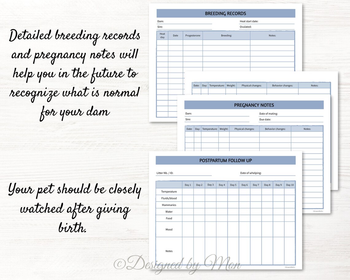 Dog Breeder Records Bundle Whelping Records Litter - Etsy