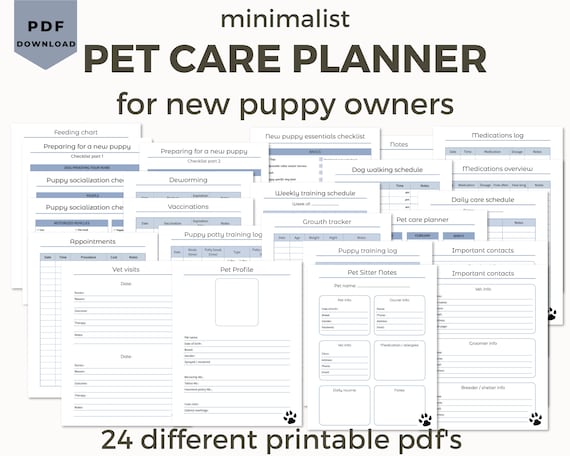 Minimalist Pet Planner for New Puppy Owners Puppy Planner - Etsy Australia