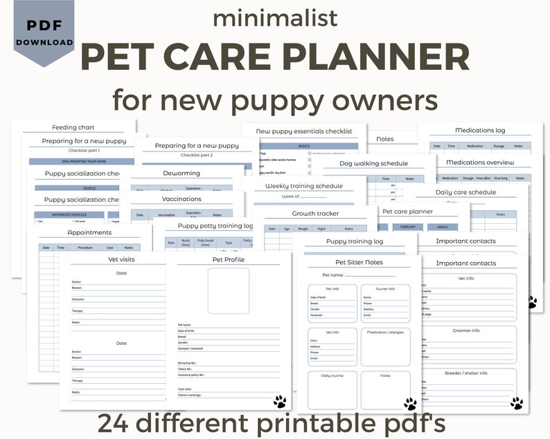 Minimalist Pet Planner for New Puppy Owners - Puppy Planner | Pet Care ...